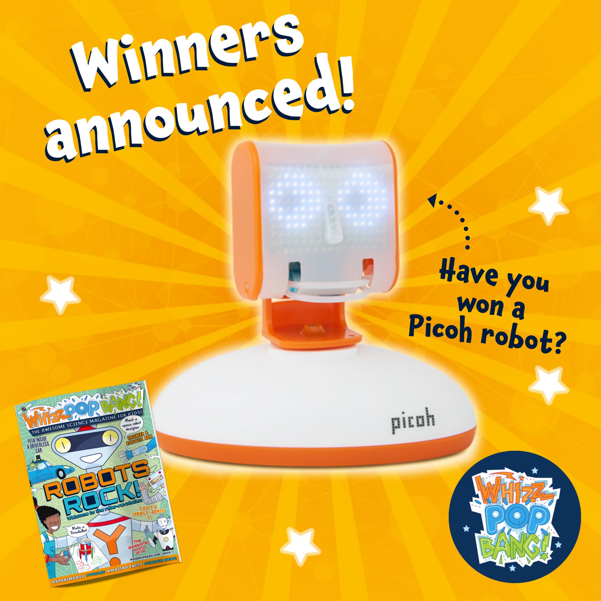 Who won a Picoh robot from Ohbot? – Whizz Pop Bang Blog